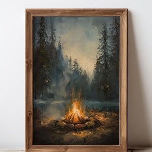 Printable Rustic Campfire Wall Art, Camping Theme Wall Art, Vintage ...