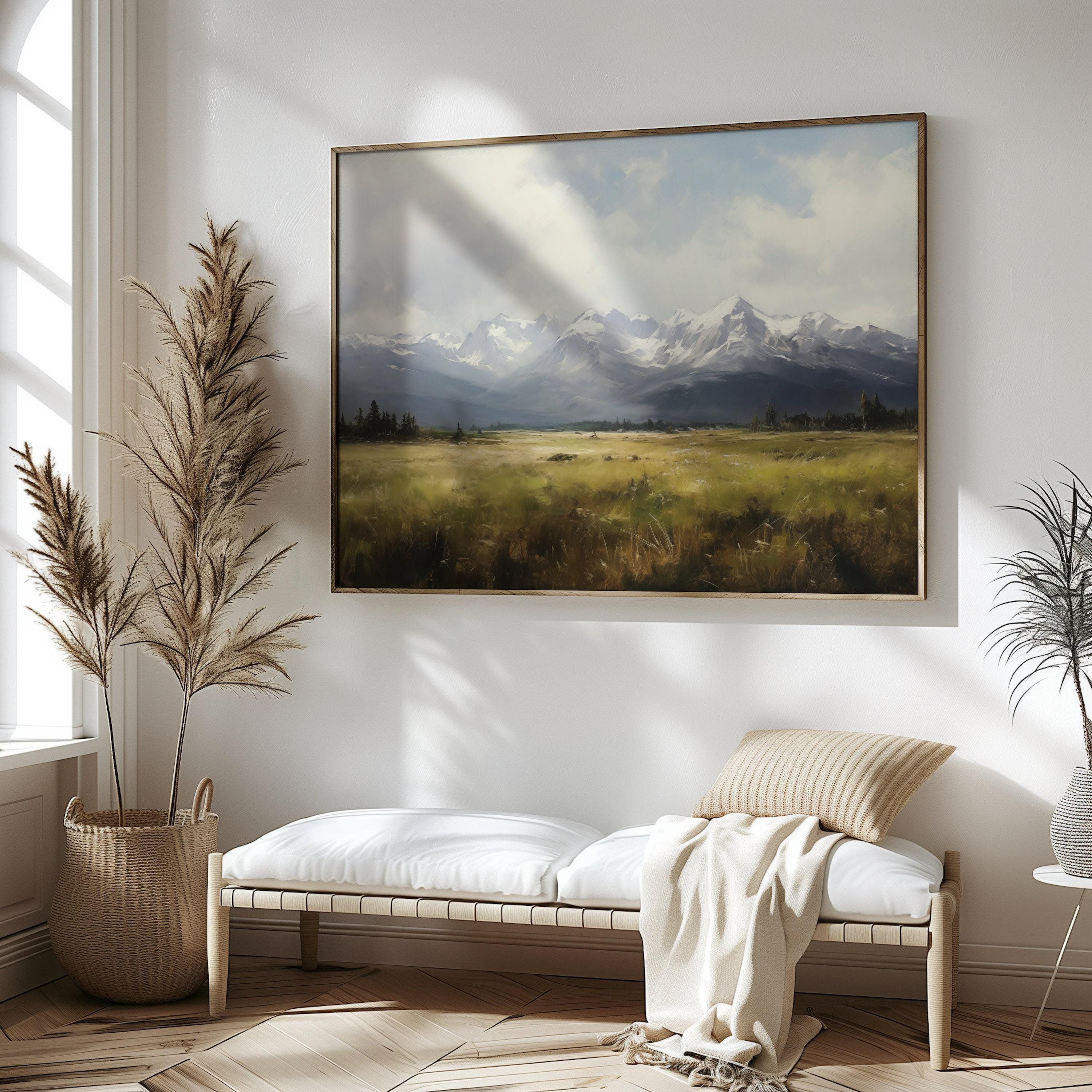 Rustic Mountain Poster, Mountain Landscape Wall Art, Bitterroot ...