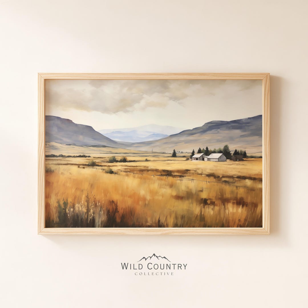 Western Ranch Art Print Montana Landscape Farmhouse Artwork With ...