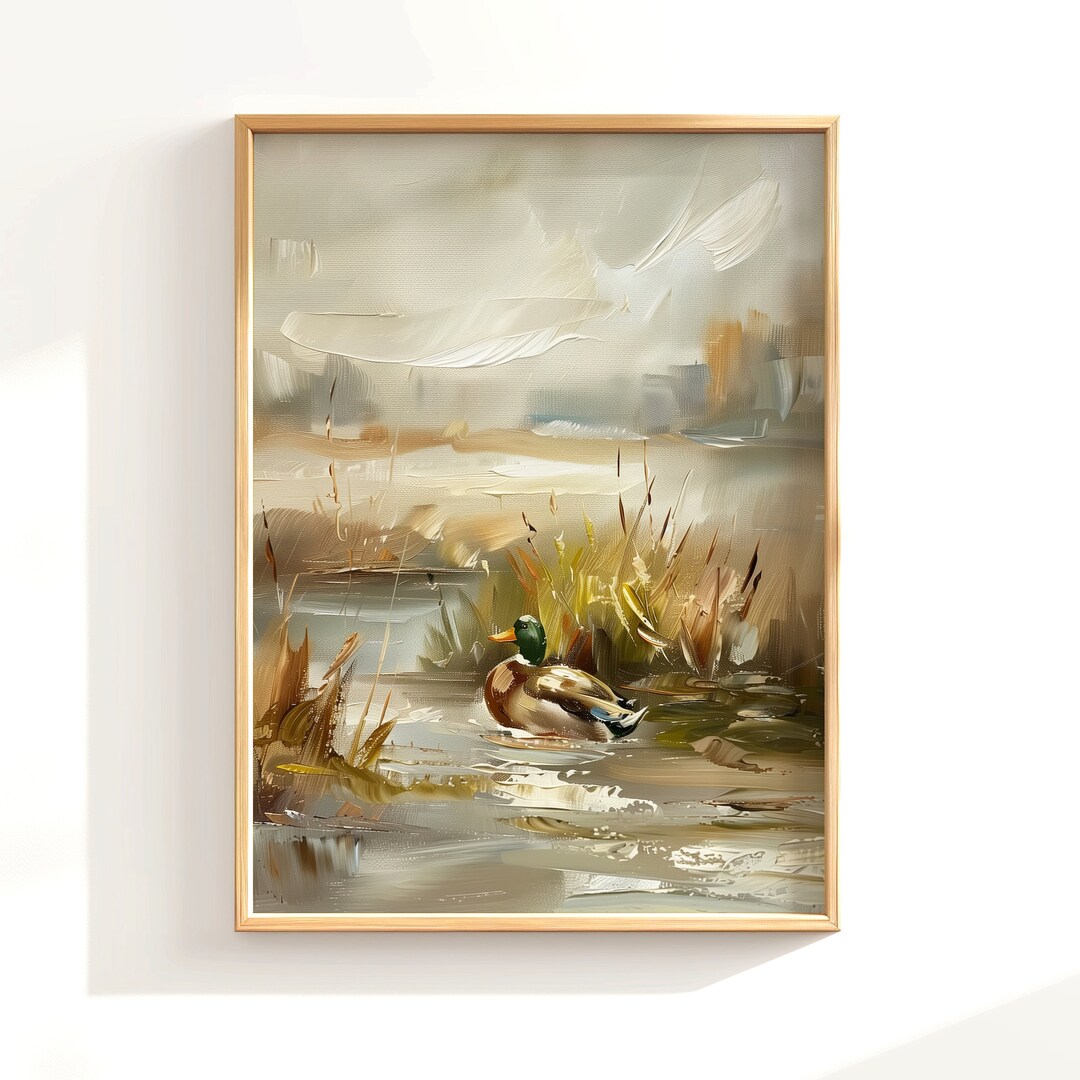 Rustic Mallard Duck Oil Painting, Vintage Montana Oil Painting ...