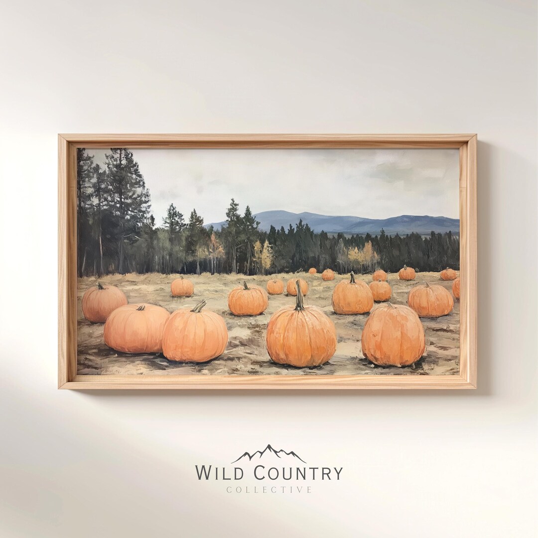 Vintage Pumpkin Patch Poster Print, Halloween Autumn Wall Art, Rustic ...