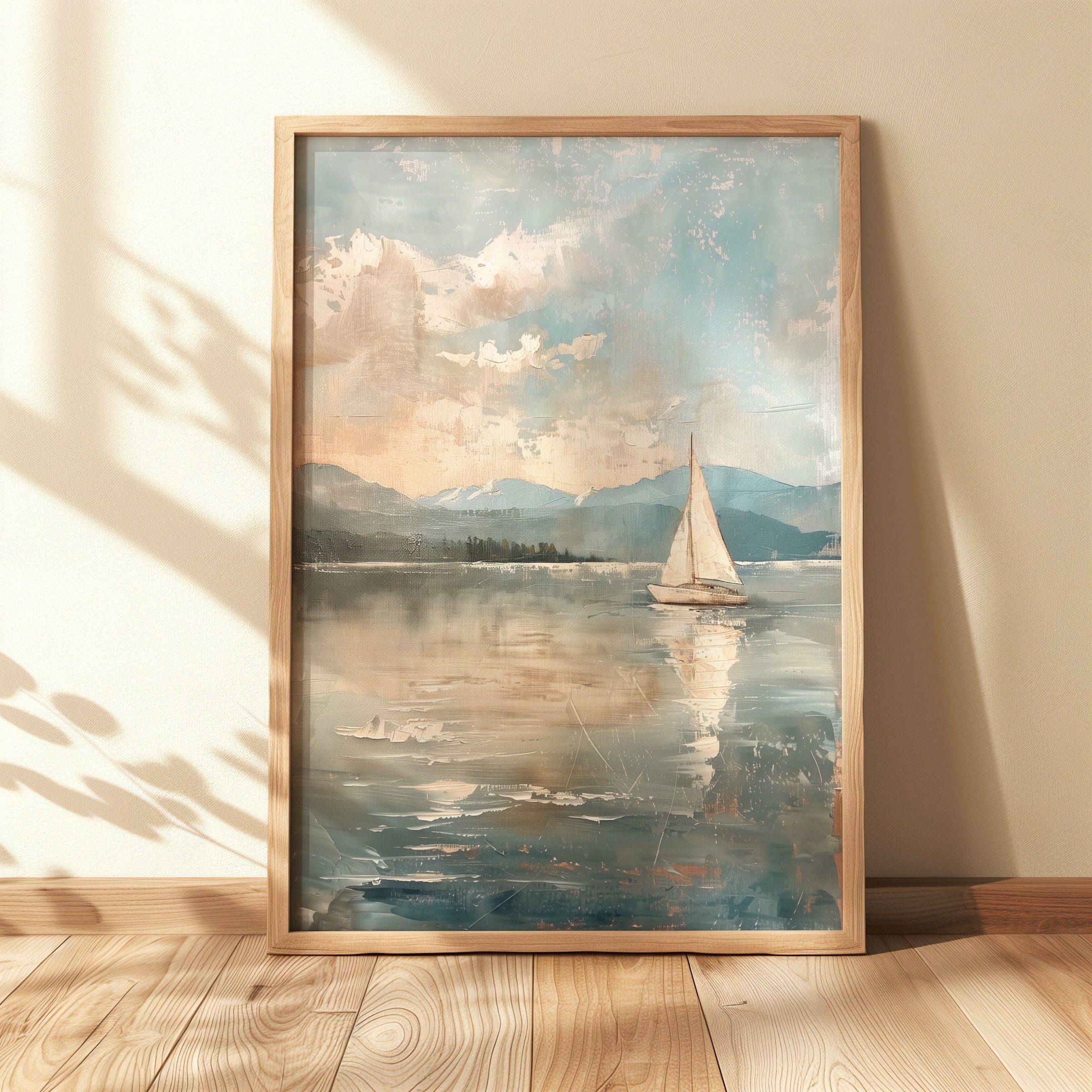 Antique Flathead Sailboat Poster Print, Vintage Sailboat Painting ...