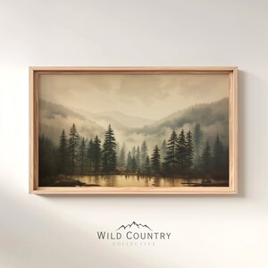 Evergreen Pine Tree Poster, Rustic Forest Landscape, Cabin Wall Art ...