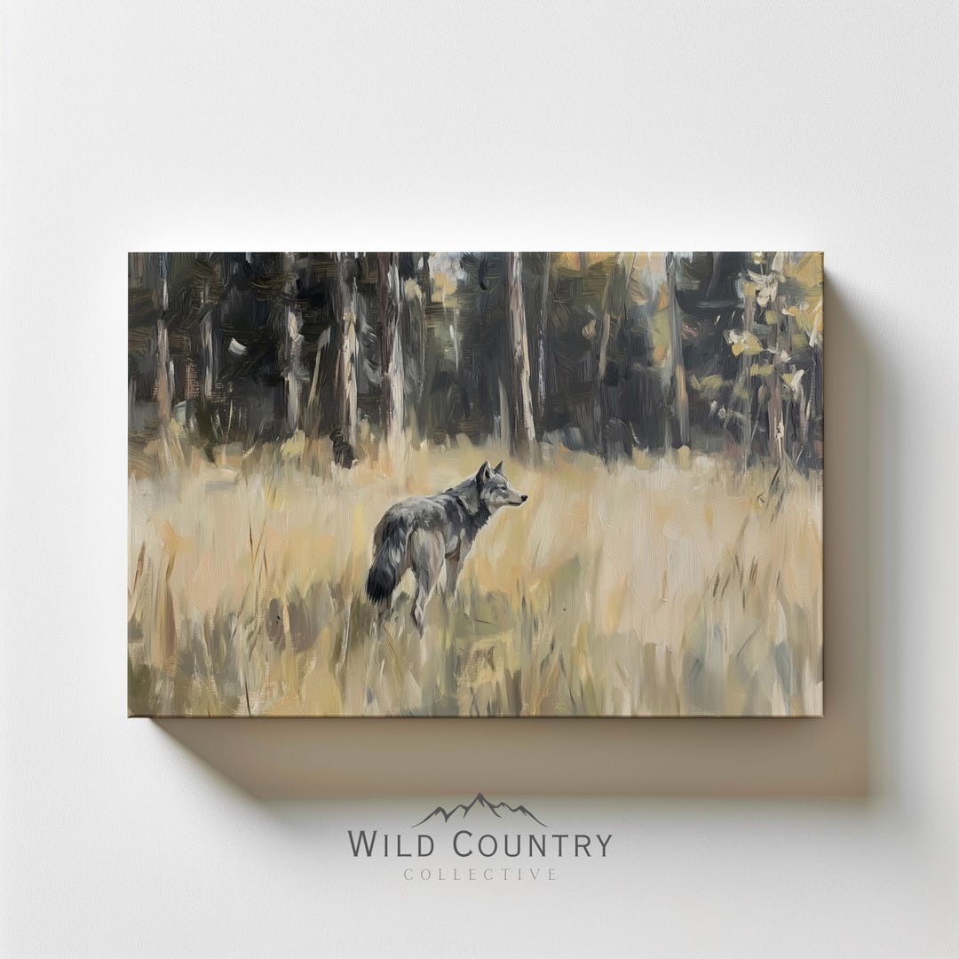 Vintage Wolf Canvas Print, Antique Wolf Wall Decor, Animal Painting ...