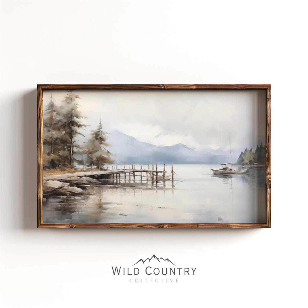 Dockside Lake Poster Print, Vintage Lake View Wall Art, Montana Poster ...