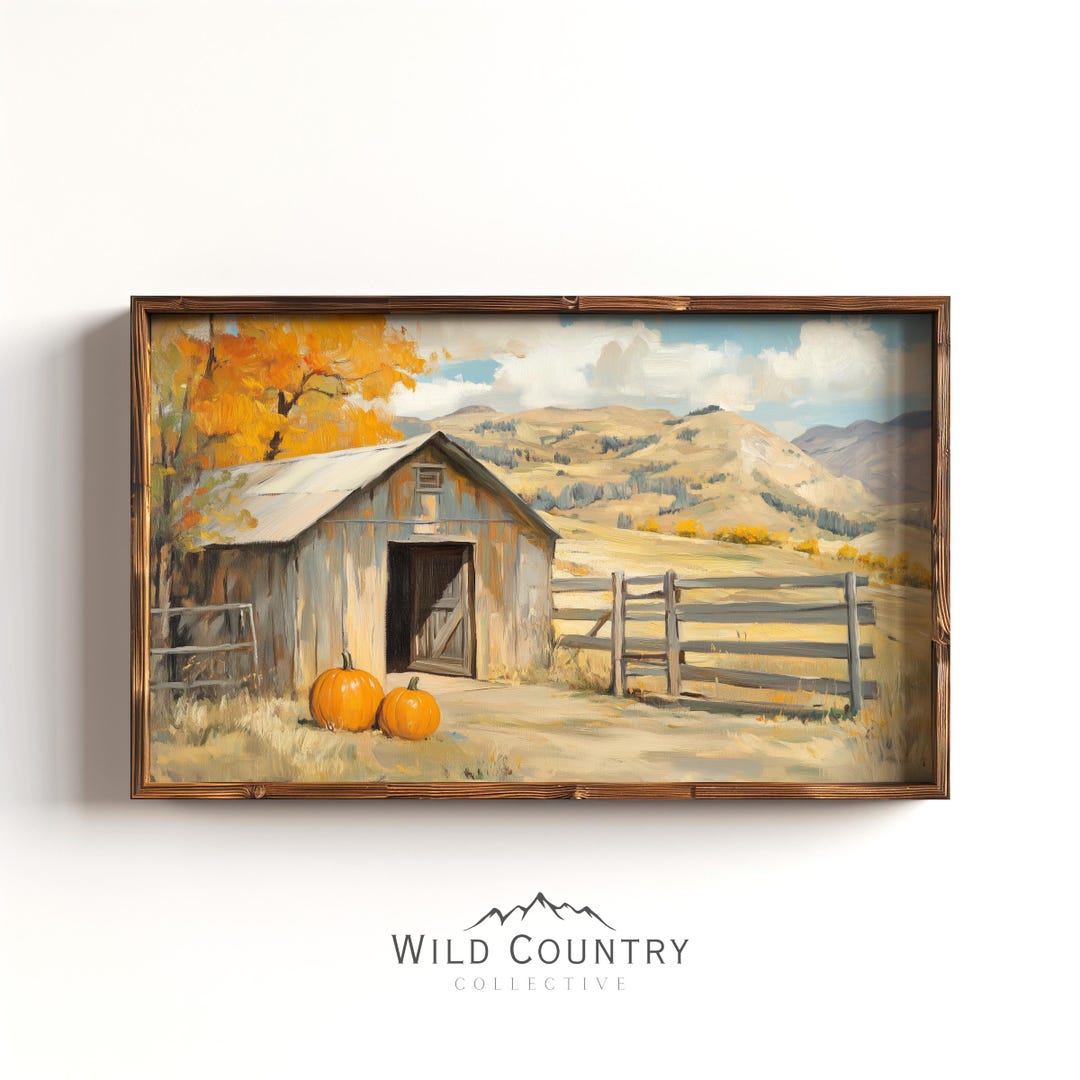 Printable Fall on the Farm Painting, Vintage Fall Style Art, Fall Decor ...