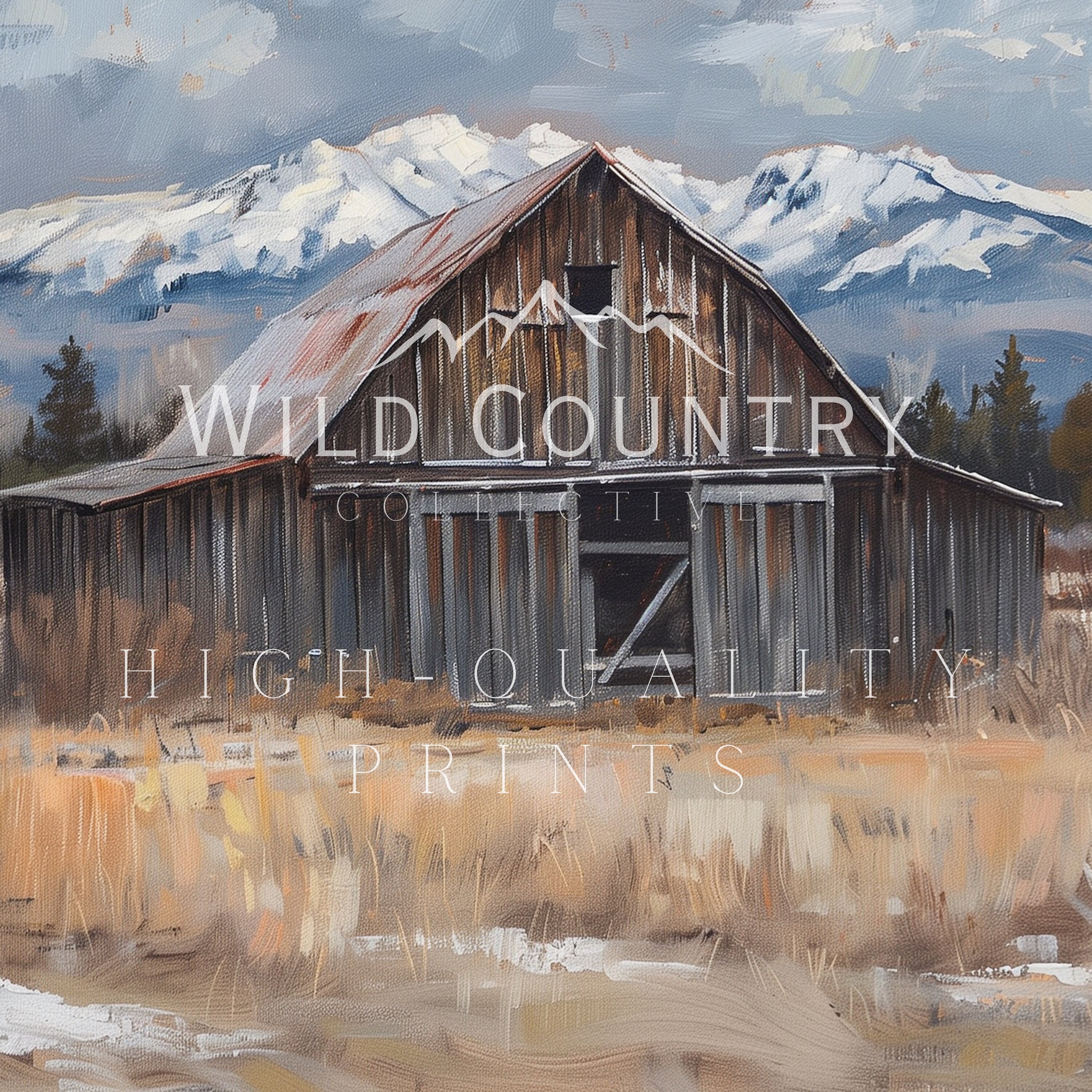 Old Rustic Barn Oil Painting, Vintage Wooden Barn Print, Farm Scenery ...