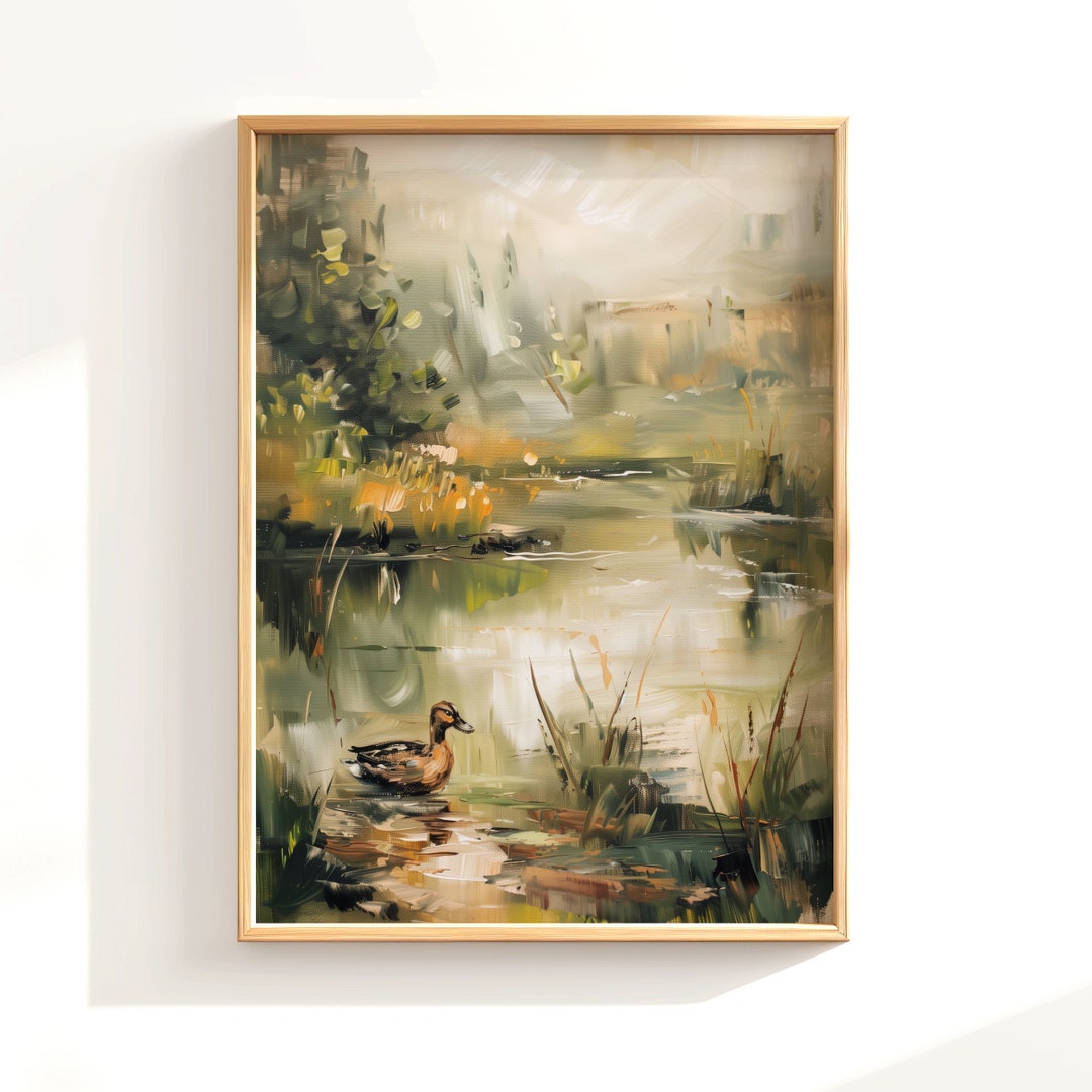 Rustic Mallard Duck Oil Painting, Rustic Cabin Decor, Woodland Nursery ...