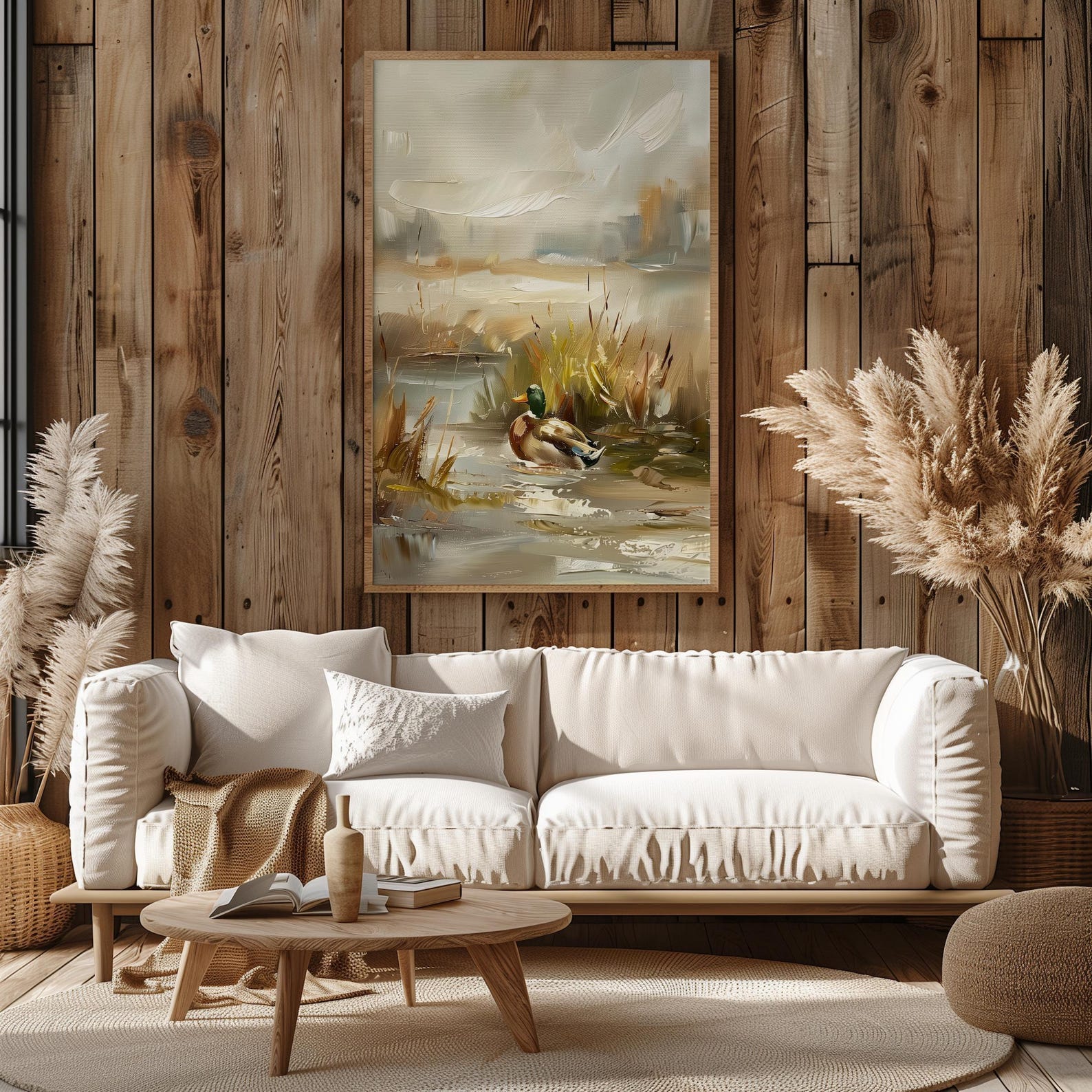 Rustic Mallard Duck Oil Painting Vintage Montana Wall Art Duck Woodland ...