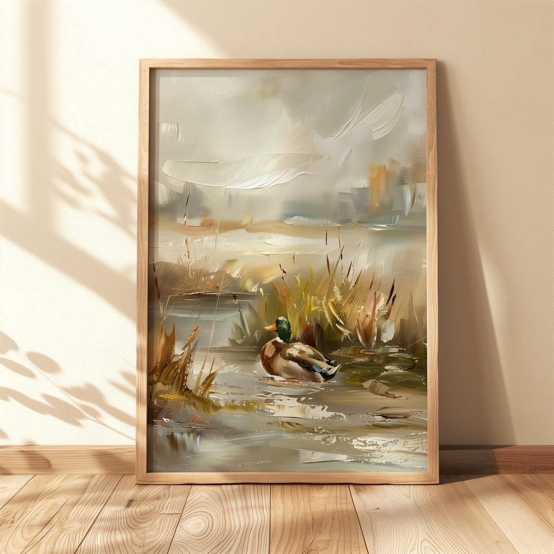 Rustic Mallard Duck Oil Painting Vintage Montana Wall Art Duck Woodland ...