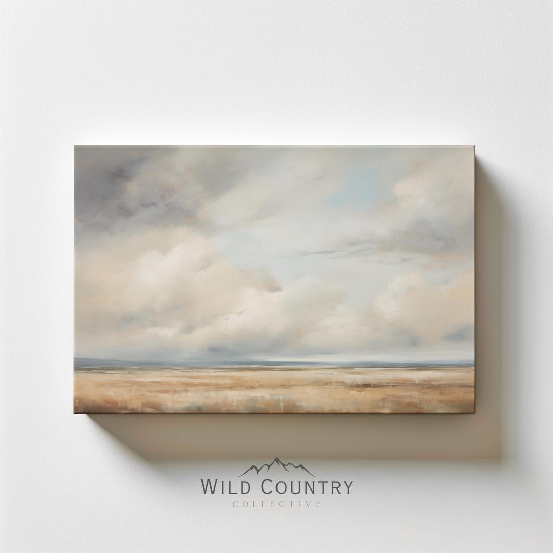 Cloud Painting Canvas Prairie Wall Art Storm Cloud Print Moody Minimal ...