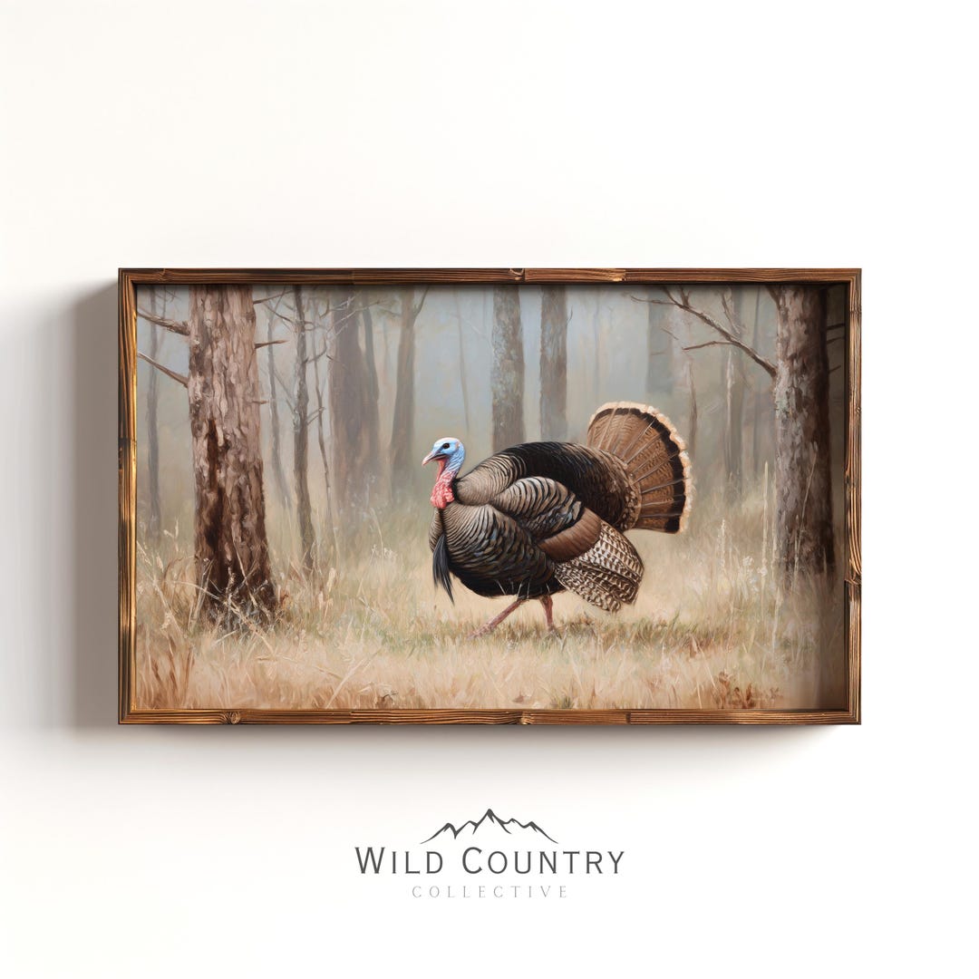 Thanksgiving Turkey Wall Art Rustic Wildlife Painting Vintage Game Bird ...