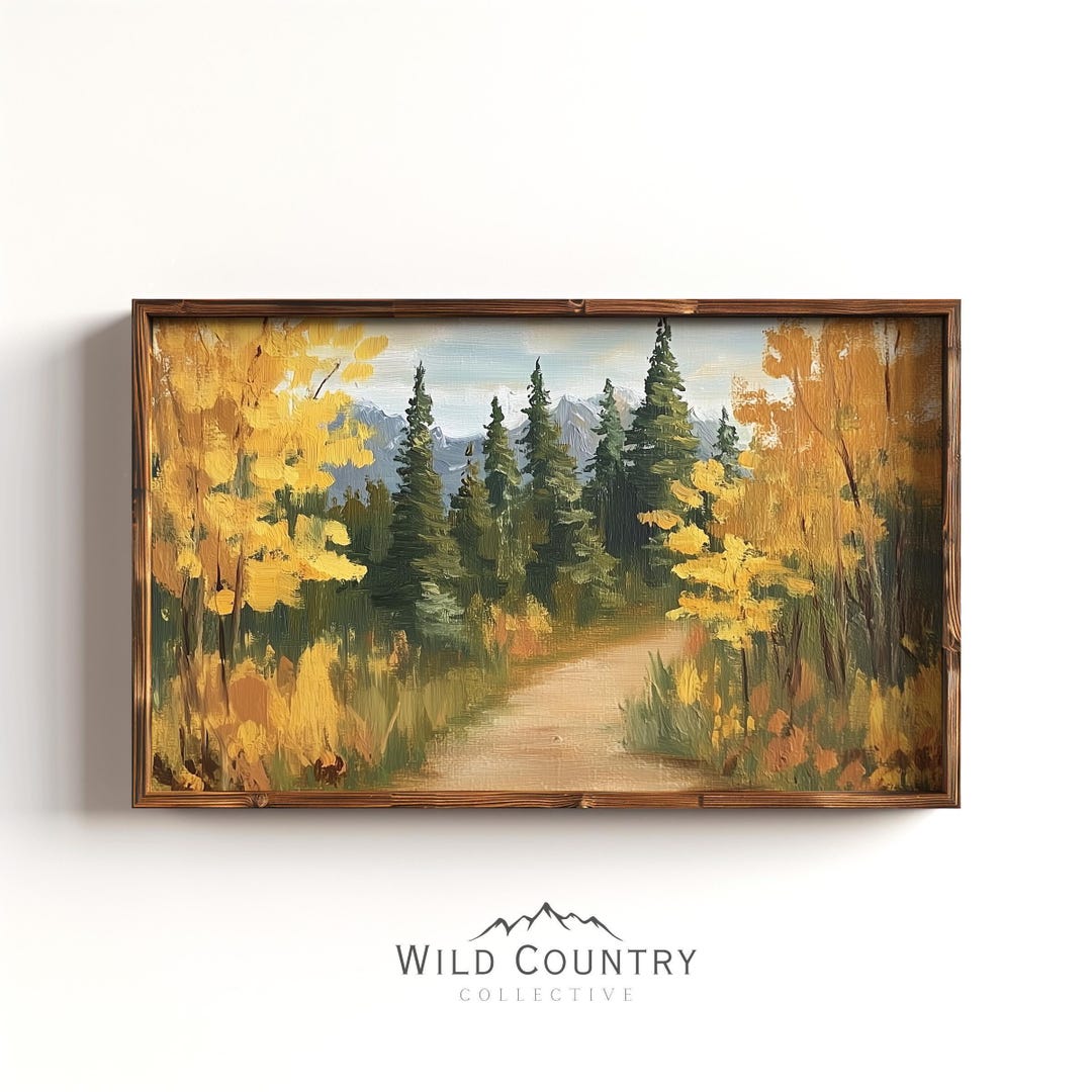 Autumn Forest Landscape Print Vintage Autumn Decor Fall Leaves Artwork ...