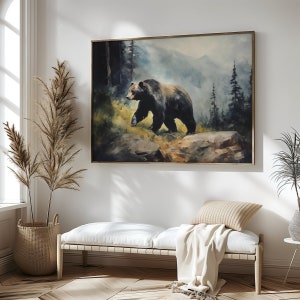 Rustic Black Bear Poster Print, Vintage Forest Wall Art, Rustic Bear ...