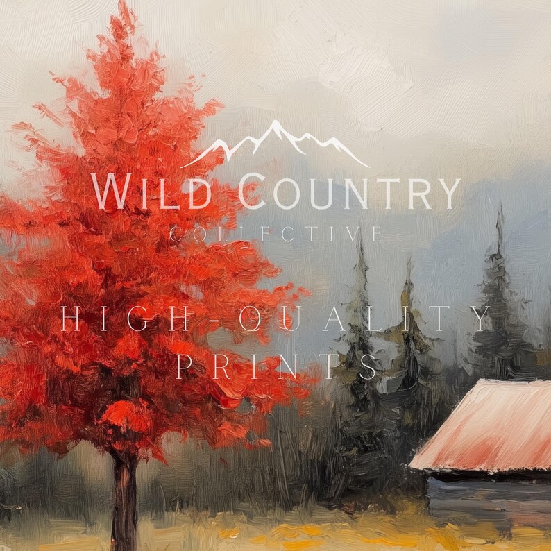 Red Maple Tree Print, Rustic Cabin Wall Decor, Maple Tree Wall Art ...