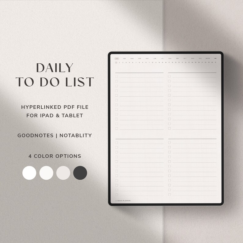 Daily to Do List Goodnotes, Digital Planner Template, Daily Checklist ...
