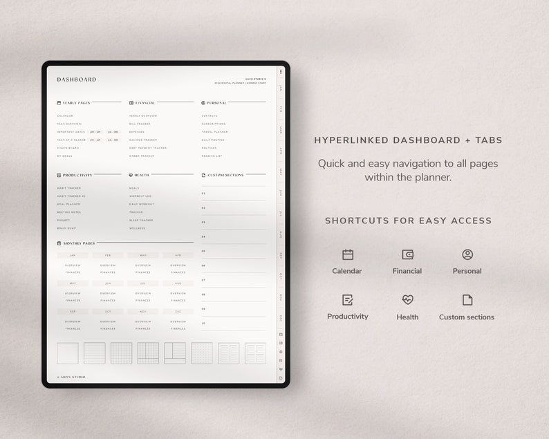 Digital Planner 2024 Goodnotes Planner for Ipad, Tablet Monthly, Weekly ...