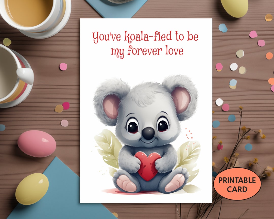 Koala Love: Adorable Valentine's Day Card Romantic Koala Art, Sweet ...