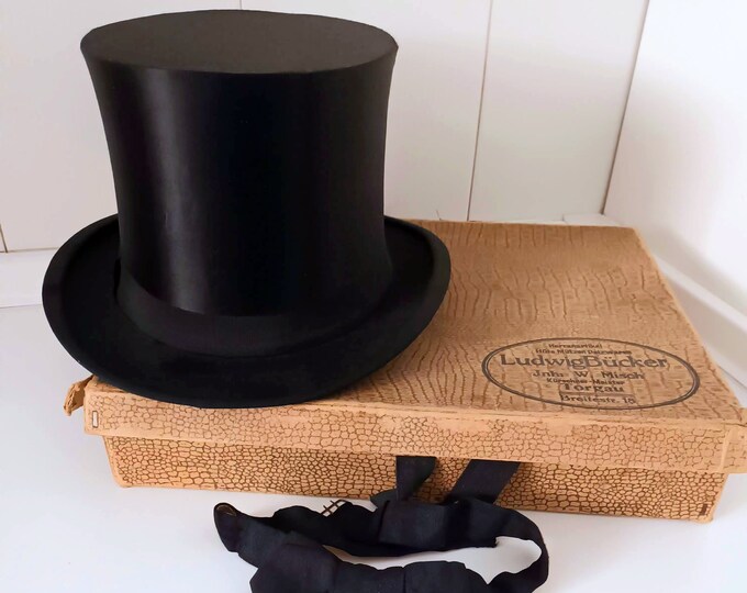 Top Hat, Folding Silk, Opera Hat in Hatbox and Men's Bow Tie From ...