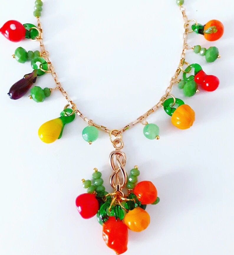 Vintage Murano Glass Fruit Necklace: Gold Plated Chain - Etsy