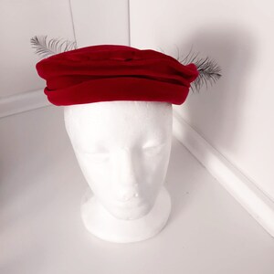 Vintage Half Hat, Vintage Tilt Velvet Women Hat, Velvet Red, Garnet Hat ...