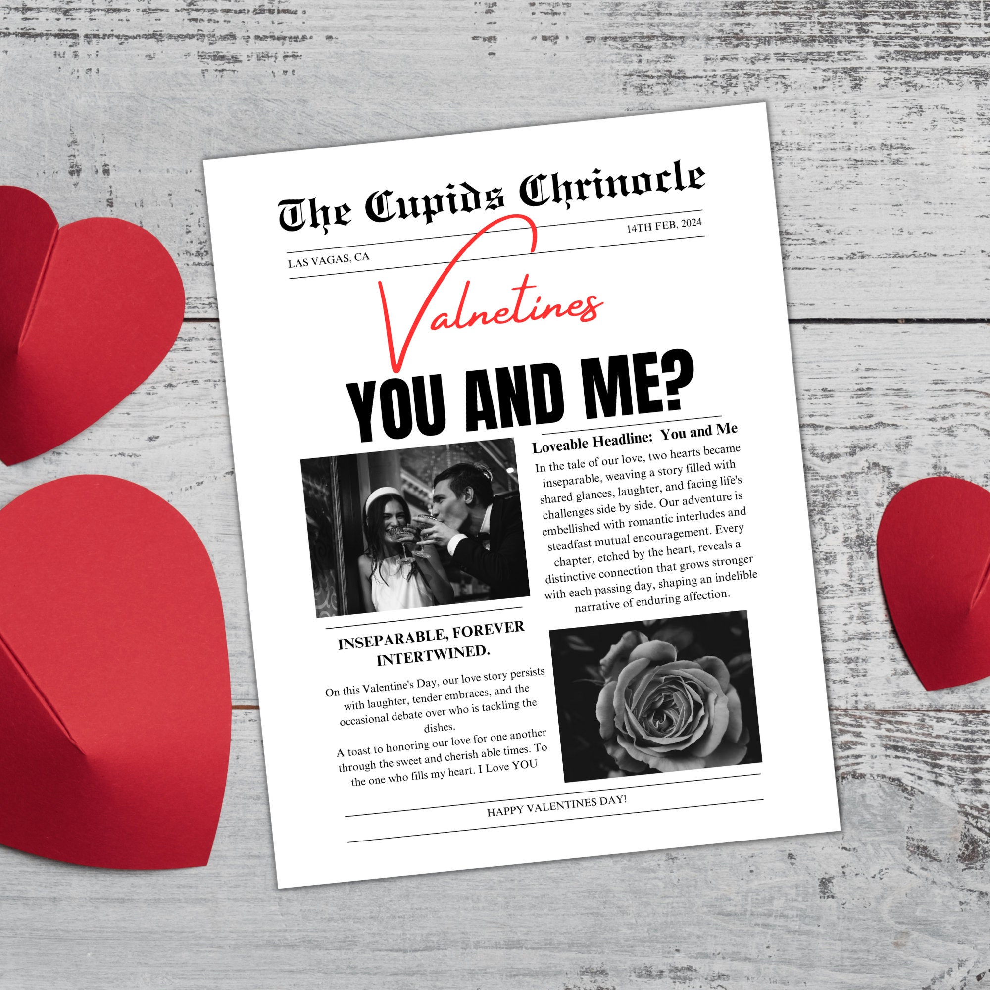 Valentines Cupid Post Newspaper | Editable Canva Template | Custom ...