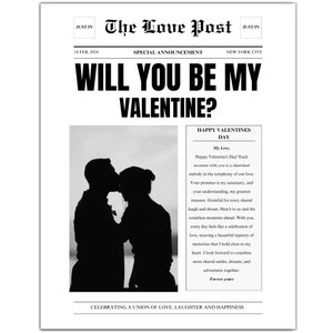 Valentines Cupid Post Newspaper | Editable Canva Template | Will You Be ...