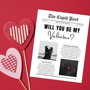 Valentines Cupid Post Newspaper | Editable Canva Template | Custom ...