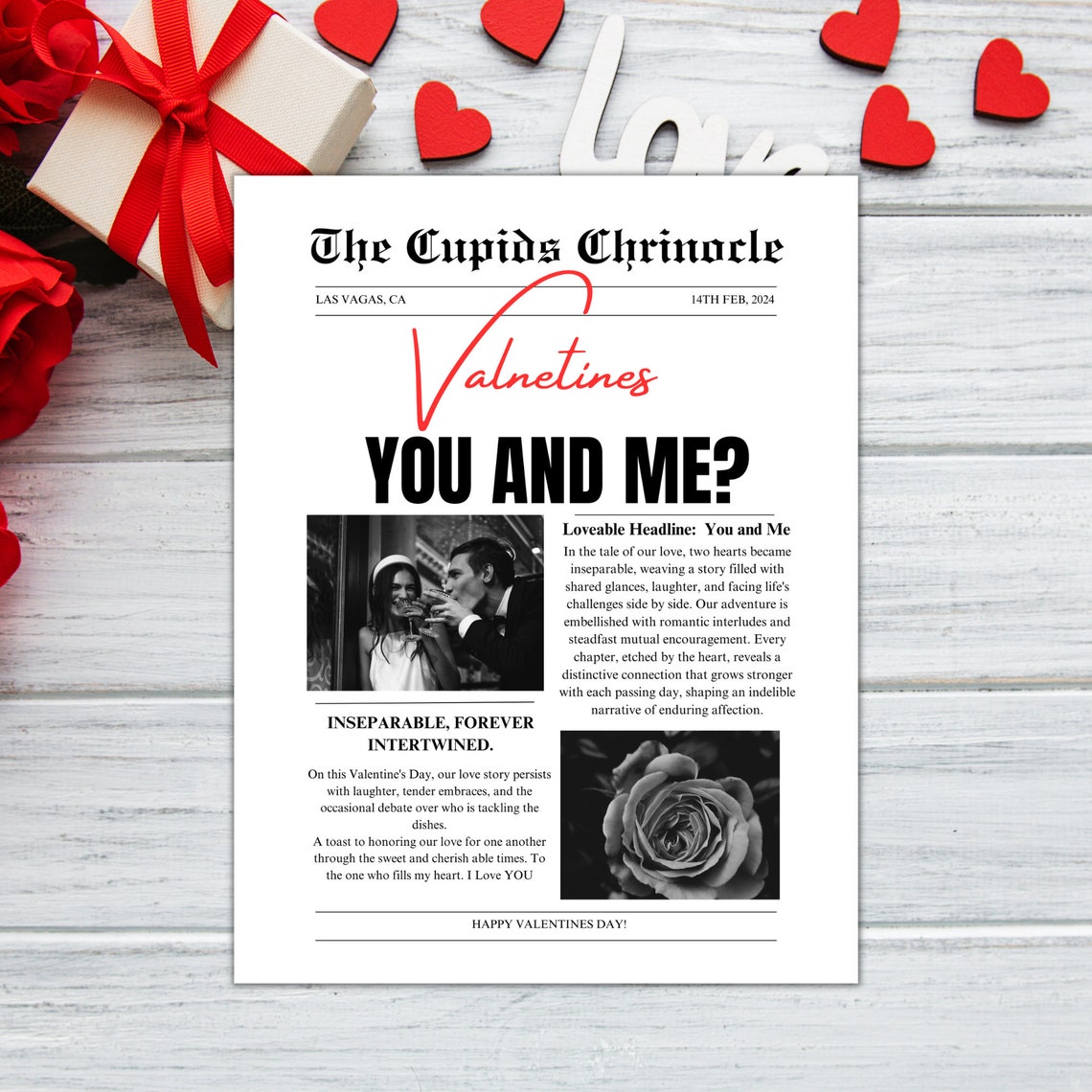 Valentines Cupid Post Newspaper | Editable Canva Template | Custom ...