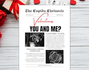 Valentines Cupid Post Newspaper | Editable Canva Template | Custom ...