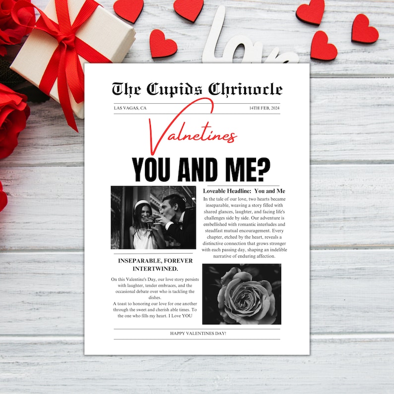 Valentines Cupid Post Newspaper | Editable Canva Template | Custom ...