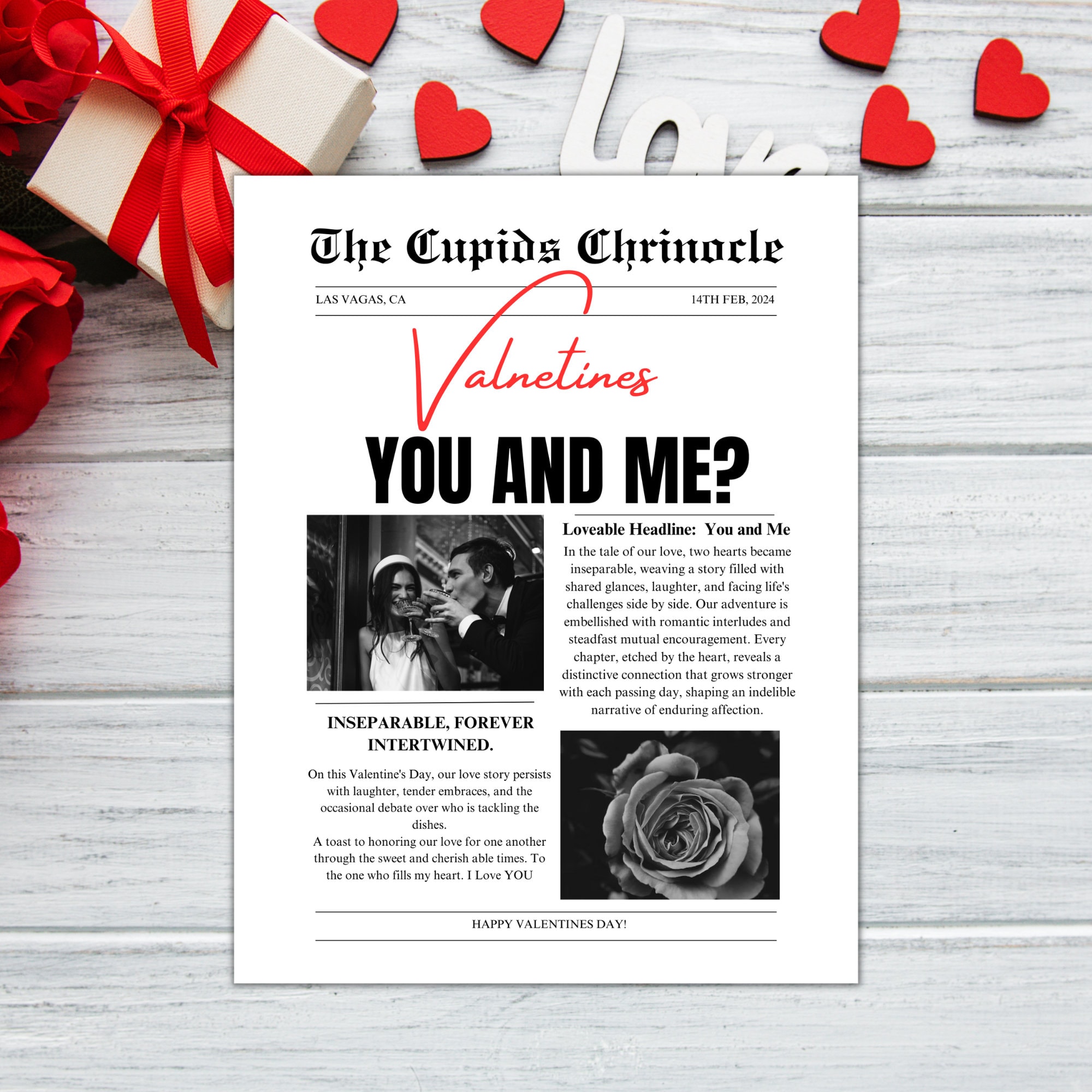 Valentines Cupid Post Newspaper | Editable Canva Template | Custom ...