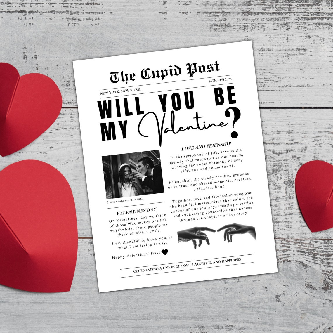 Valentines Cupid Post Newspaper | Editable Canva Template | Custom ...