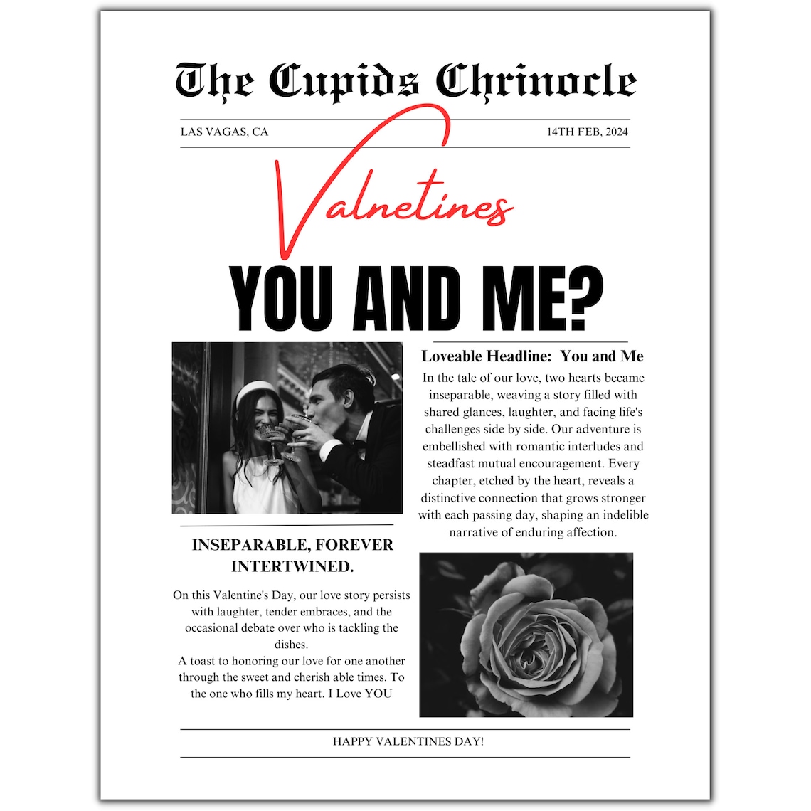 Valentines Cupid Post Newspaper | Editable Canva Template | Custom ...