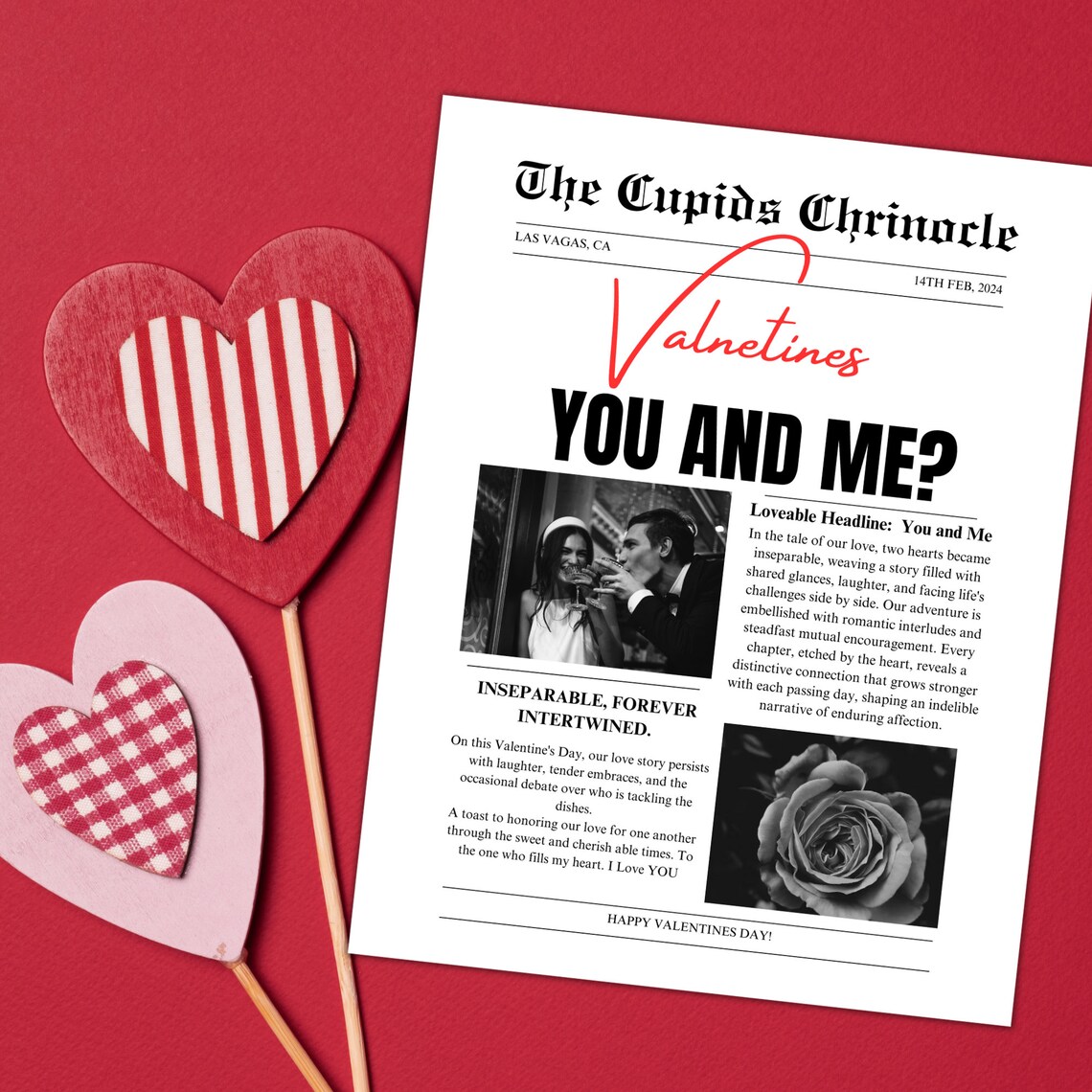 Valentine's Day Cupid Newspaper Template | Editable Canva Design ...