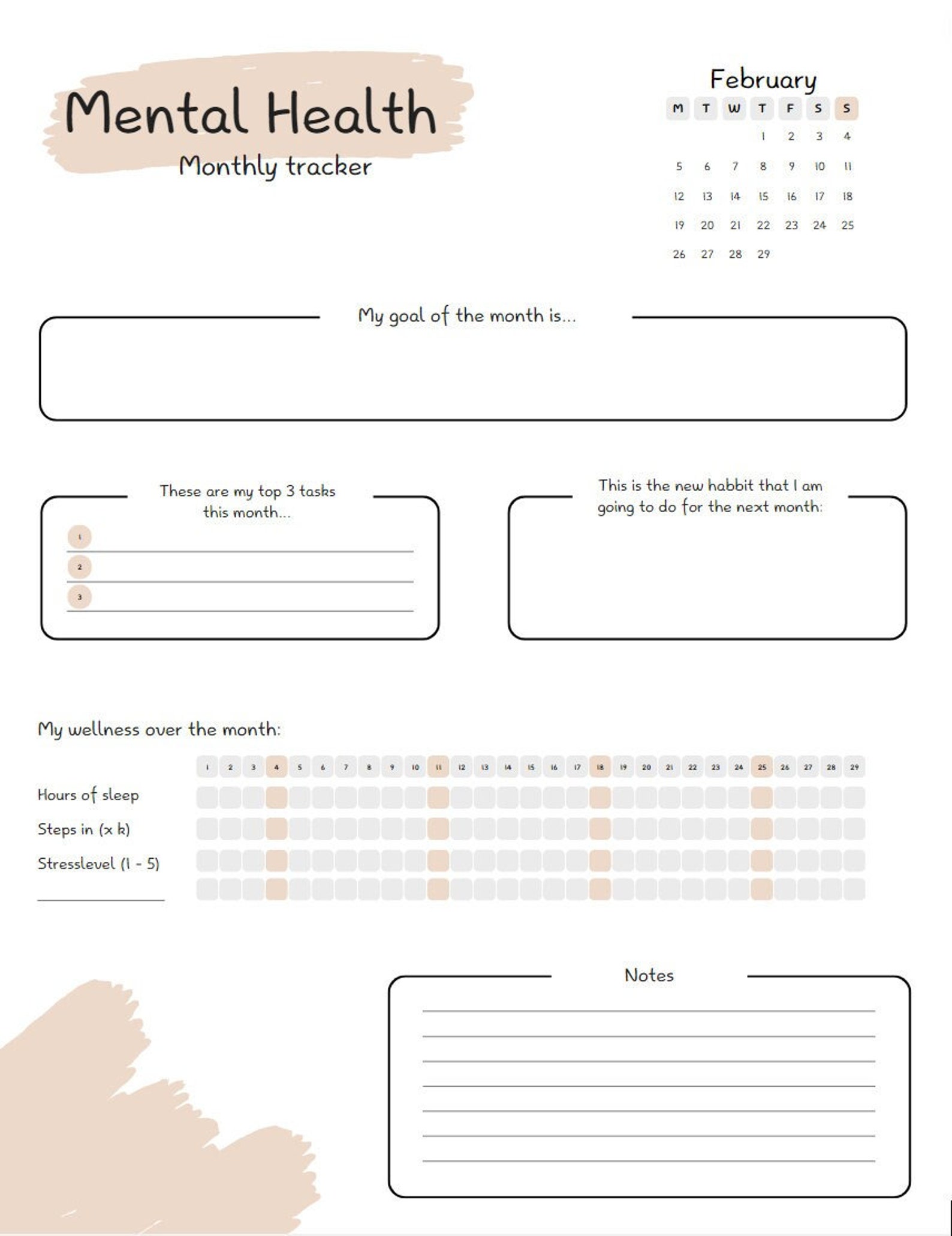 Mental Health Bundle Planner Digital Beige - Etsy