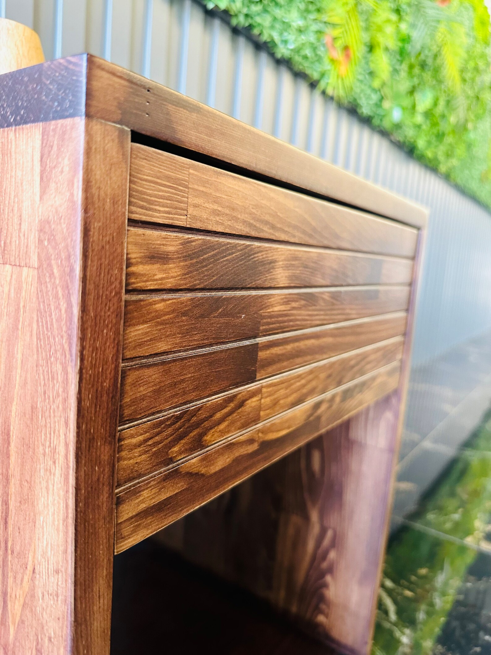 Unique Style Nightstand, Walnut Colored Bedside Table, Night Table, Mid ...