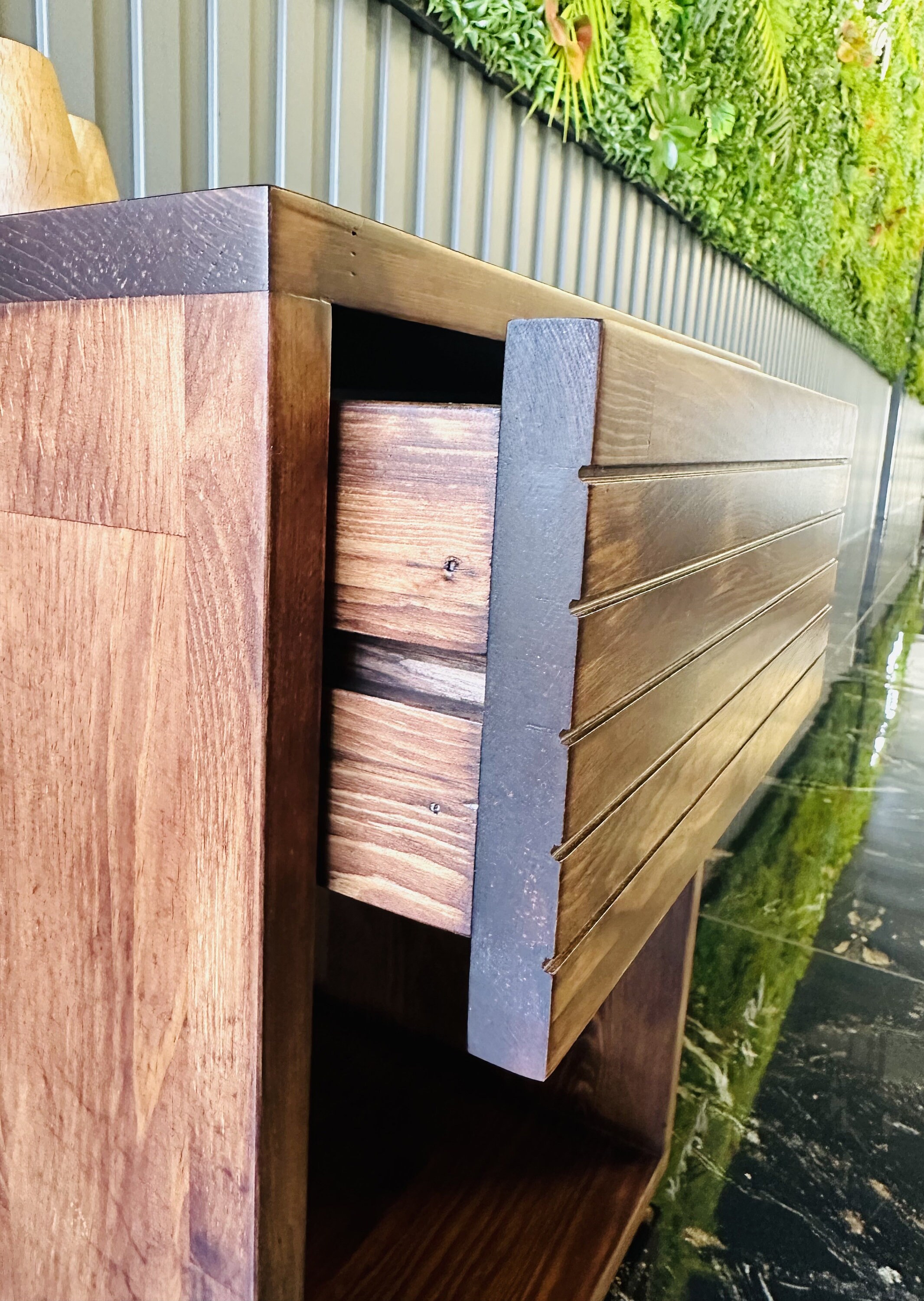 Unique Style Nightstand, Walnut Colored Bedside Table, Night Table, Mid ...