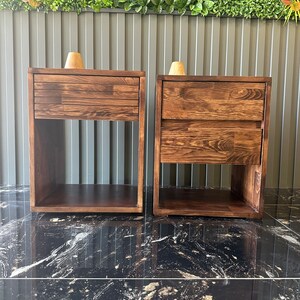 Unique Style Nightstand, Walnut Colored Bedside Table, Night Table, Mid ...