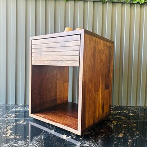 Unique Style Nightstand, Walnut Colored Bedside Table, Night Table, Mid ...