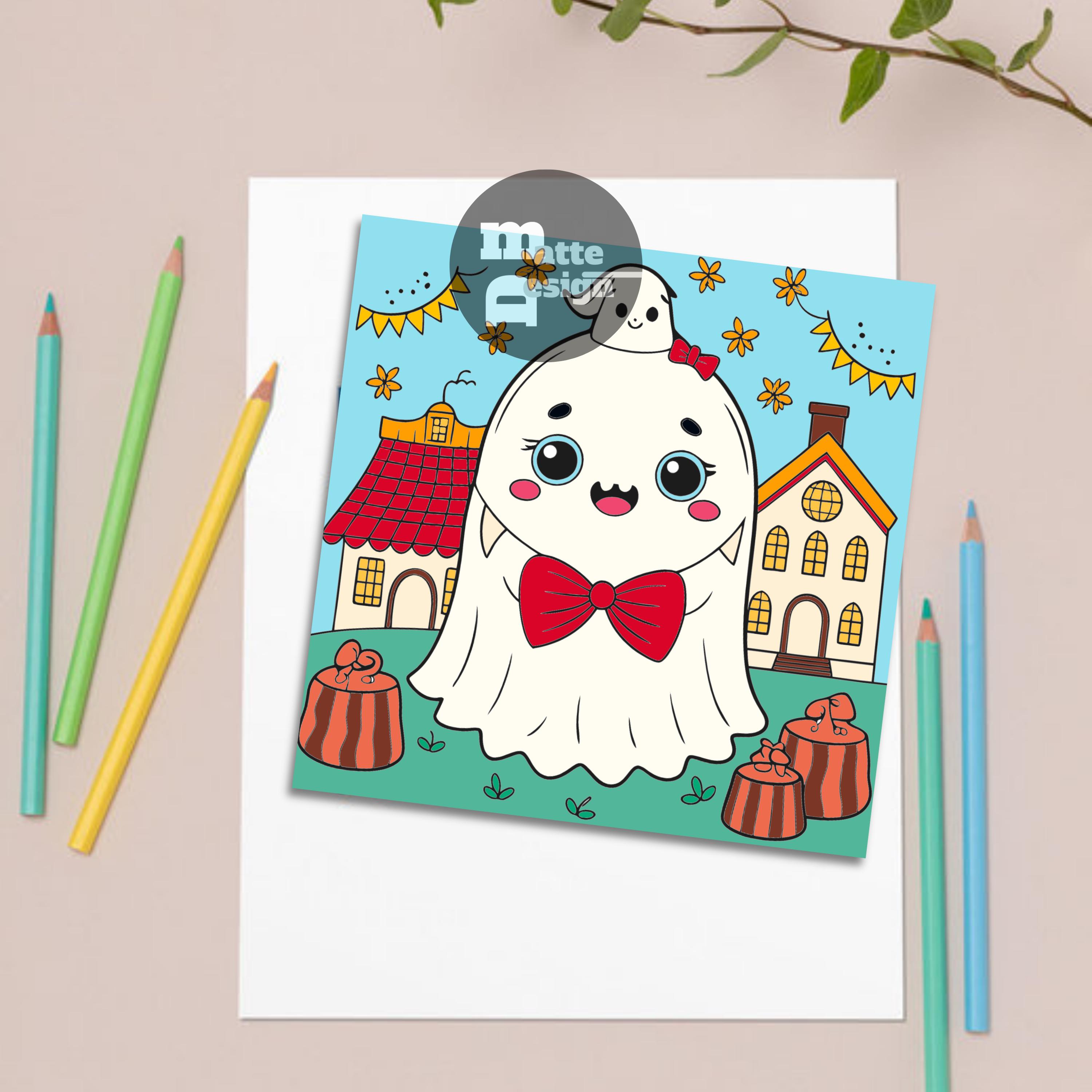 Kawaii Halloween Coloring Book - 12 Adorable Pages of Cute & Spooky Fun ...
