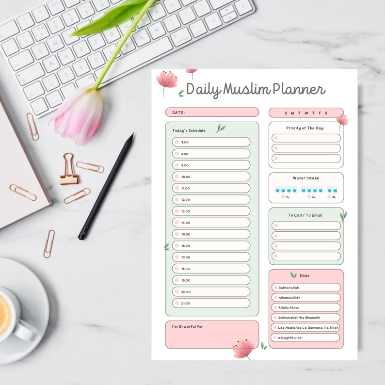 Islamic Daily Planner: Digital, Printable Muslim Planner for Efficient ...