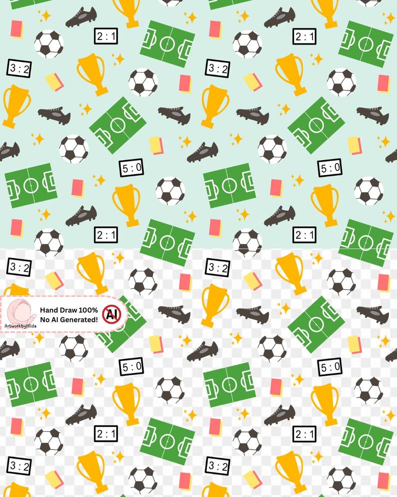 Soccer Football Seamless Digital Pattern Pack | Scrapbook Background ...