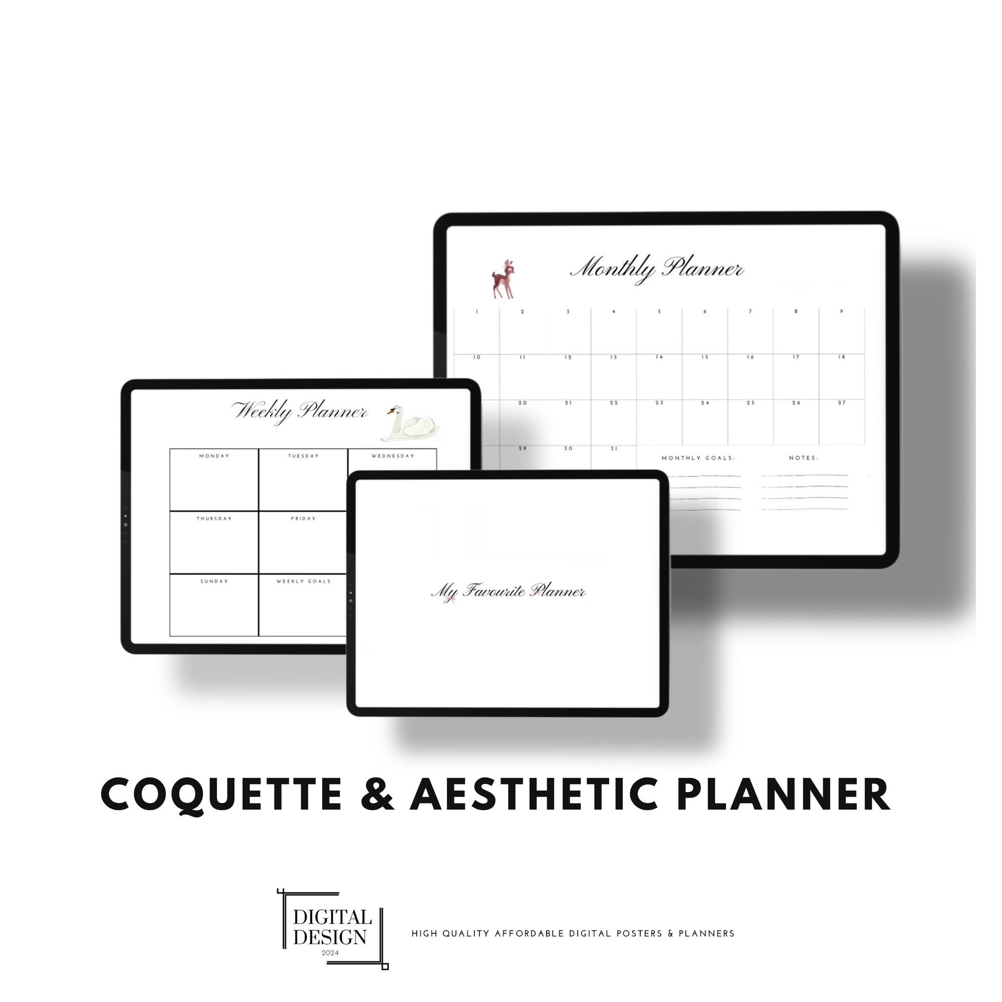 Coquette Planner Template Printable Daily, Weekly, and Monthly Planner ...