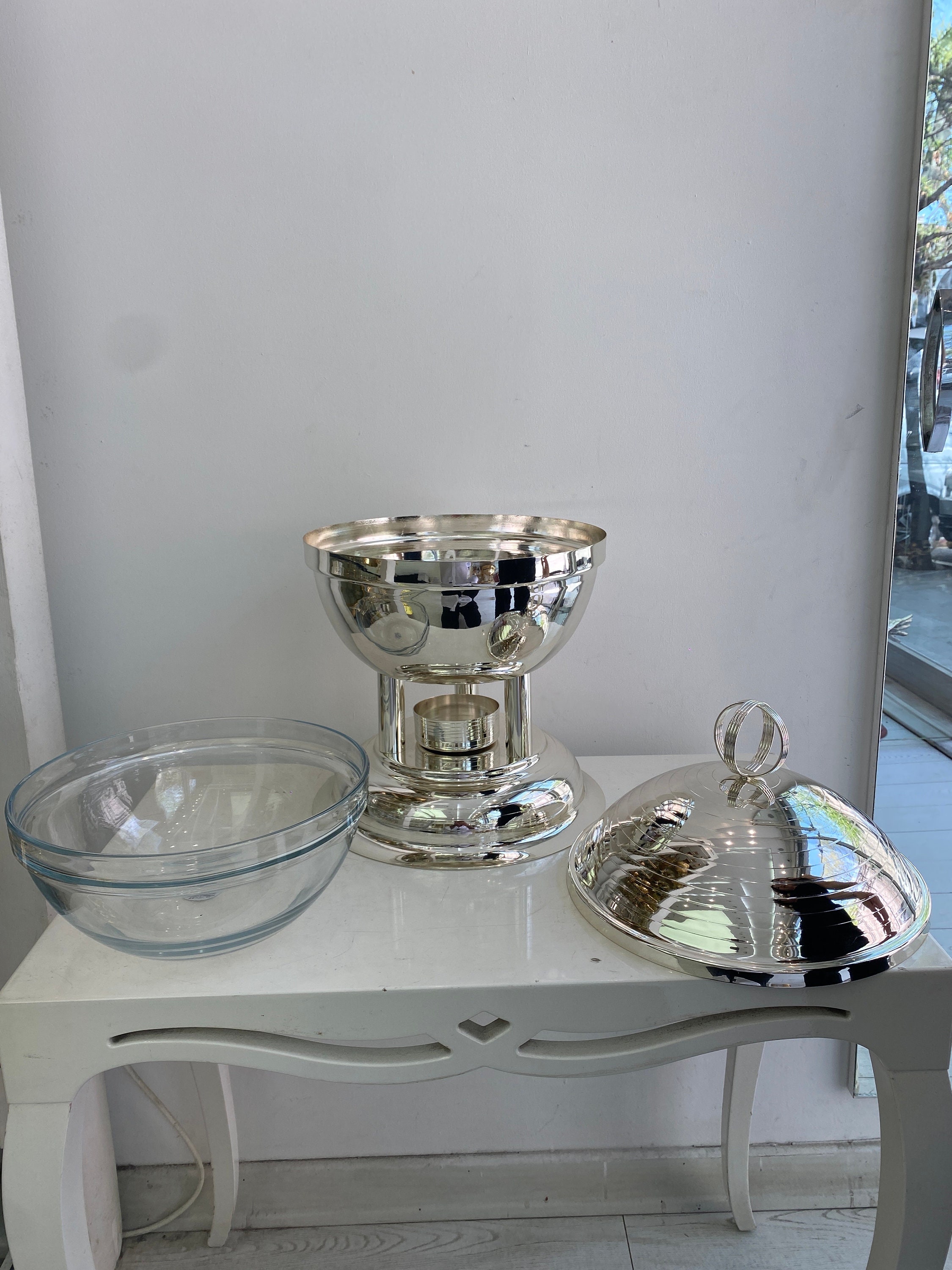 Silver Plated, Food Presentation Stand With Heater Compartment, Soup ...