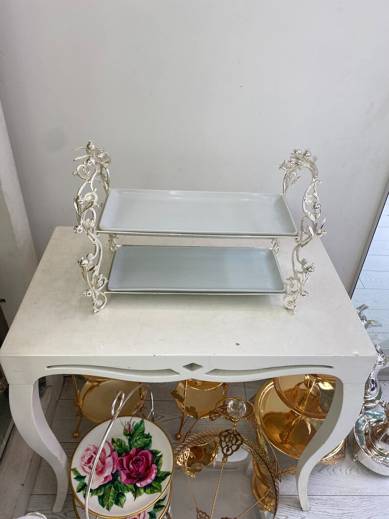 2-tier Silver Plated Cake and Snack Stand. - Etsy