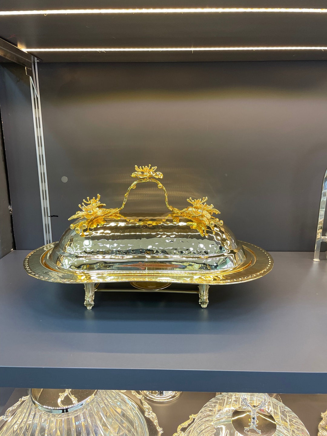 Food Presentation Stand in Gold Colors With Heater. - Etsy