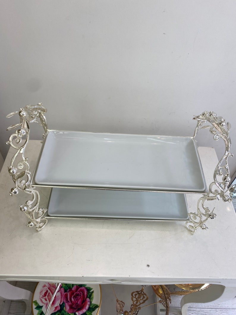 2-tier Silver Plated Cake and Snack Stand. - Etsy