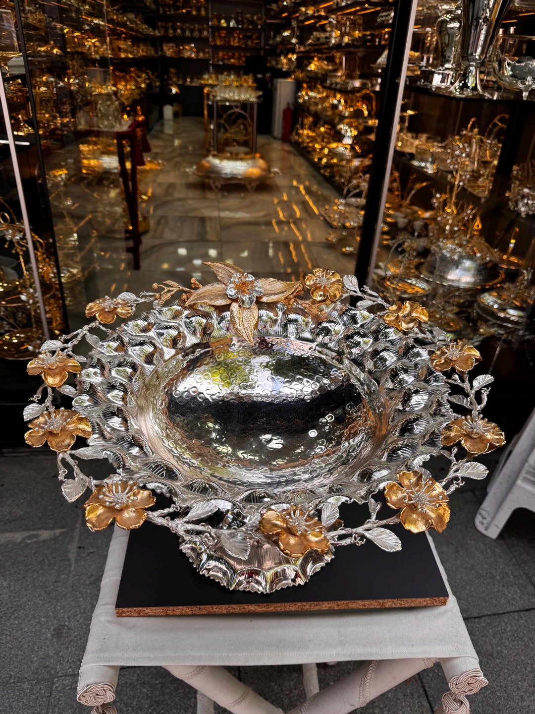 Large Fruit Display Stand Decorated With Lotus Flowers on Feet. - Etsy