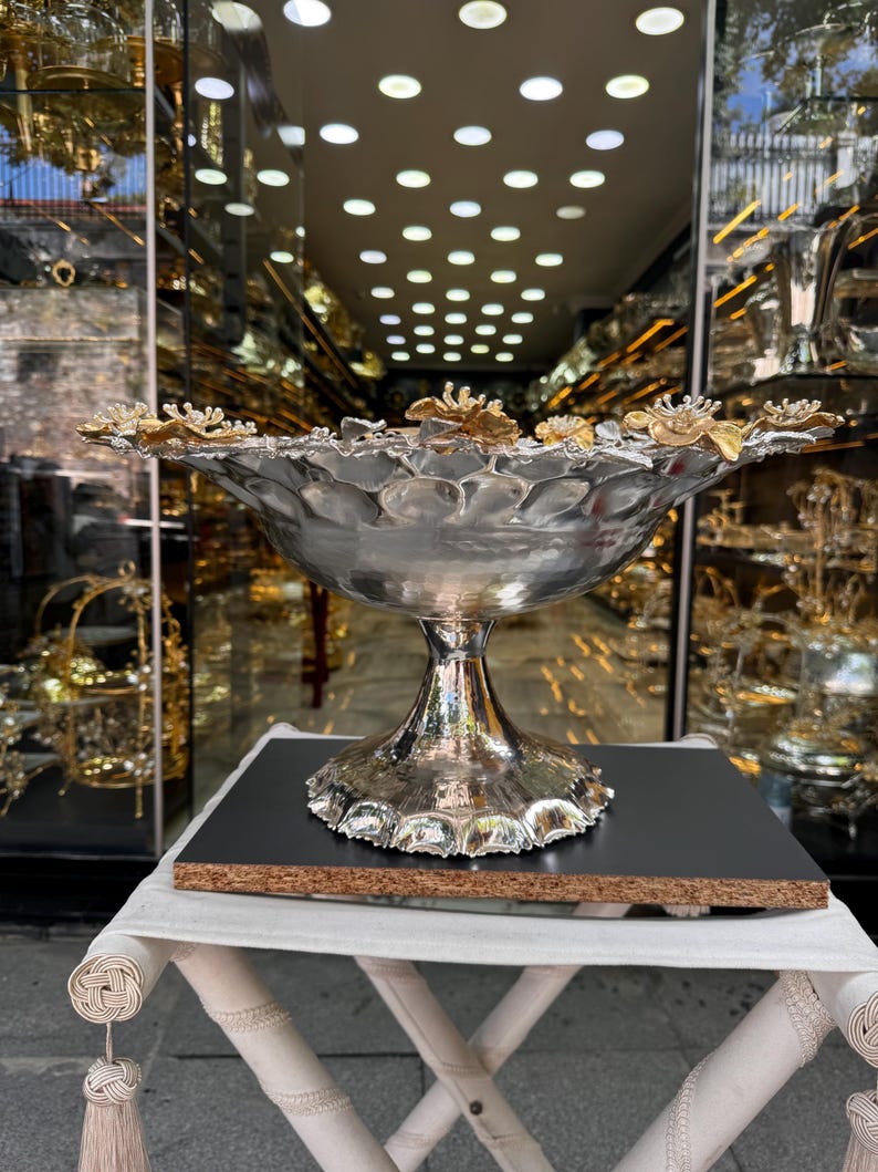 Large Fruit Display Stand Decorated With Lotus Flowers on Feet. - Etsy